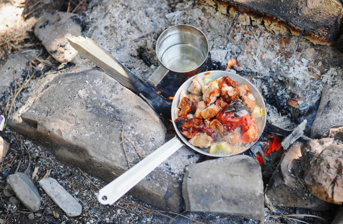 Cooking Fish at Camp - Caveman Style Cooking - Pan Cooking Perch, Trout ...